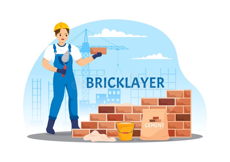 Bricklayer Worker Illustration with People Construction and Laying ...