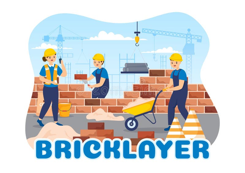 Bricklayer Worker Illustration with People Construction and Laying ...