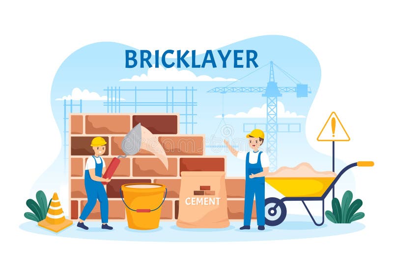 Bricklayer Worker Illustration with People Construction and Laying ...