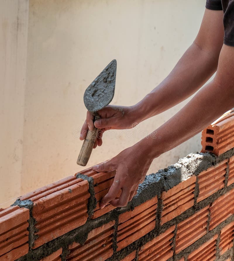 Installing Brick Siding on the Wall of the House Stock Photo - Image of ...