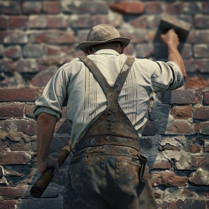 Bricklayers and Construction Workers Work To Complete Their Work in ...