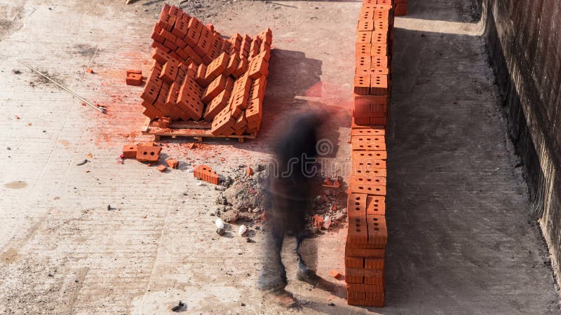 Bricklayers Laying Bricks To Make a Walls Timelapse. Stock Photo ...