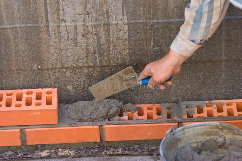 Bricklaying stock image. Image of cement, bricklaying - 13837943