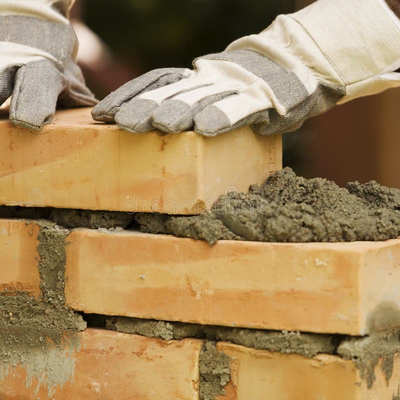 Bricklaying brick wall stock image. Image of wall, post - 190670767