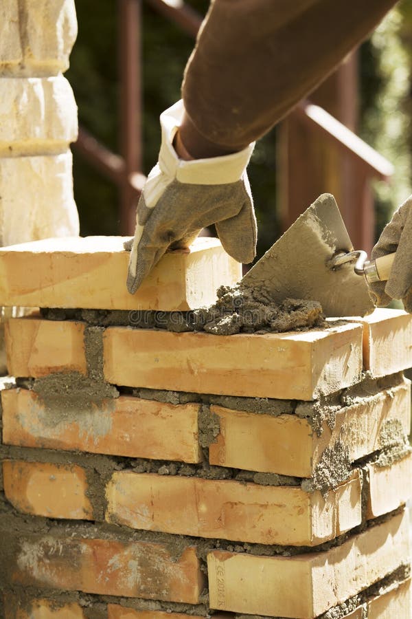 Bricklaying brick wall stock image. Image of industry - 190670805