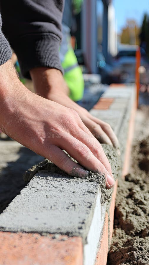 Bricklaying in Progress stock illustration. Illustration of laying ...