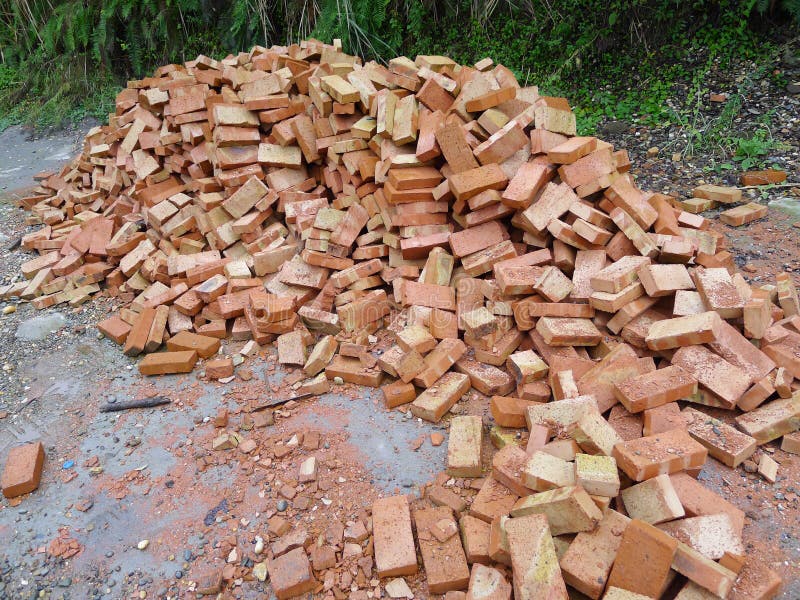 The Construction Waste Bricks Stock Photo - Image of break, rubbish ...