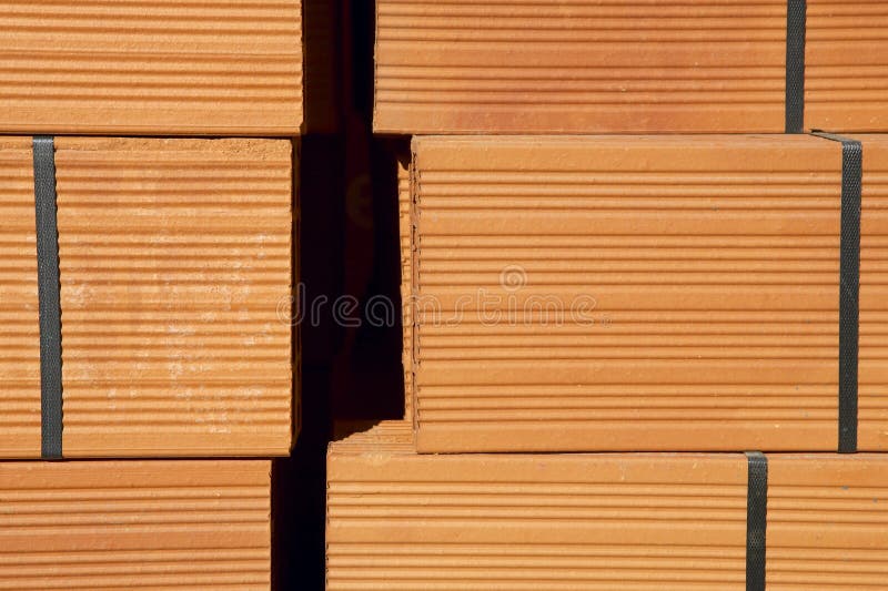 Bricks Background. Orange. Horizontal. Blocks. Stock Photo - Image of ...