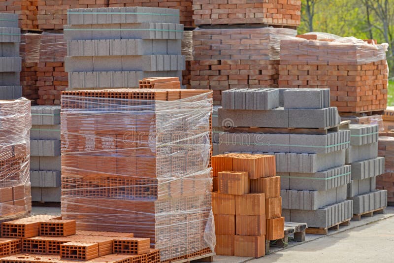 Construction Material Pallets Storage Stock Image - Image of ...