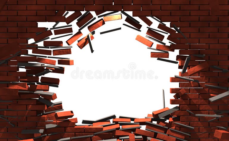 Bricks broken wall stock photo. Image of fall, break - 74089318