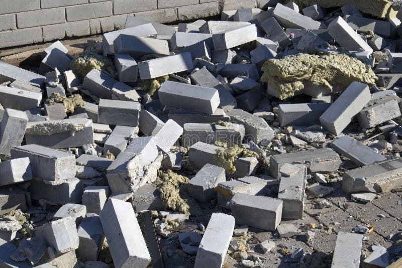 Bricks on a Building Demolition Site Stock Image - Image of demolish ...