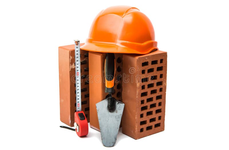 Bricks Building tools stock image. Image of close, brown - 67435455