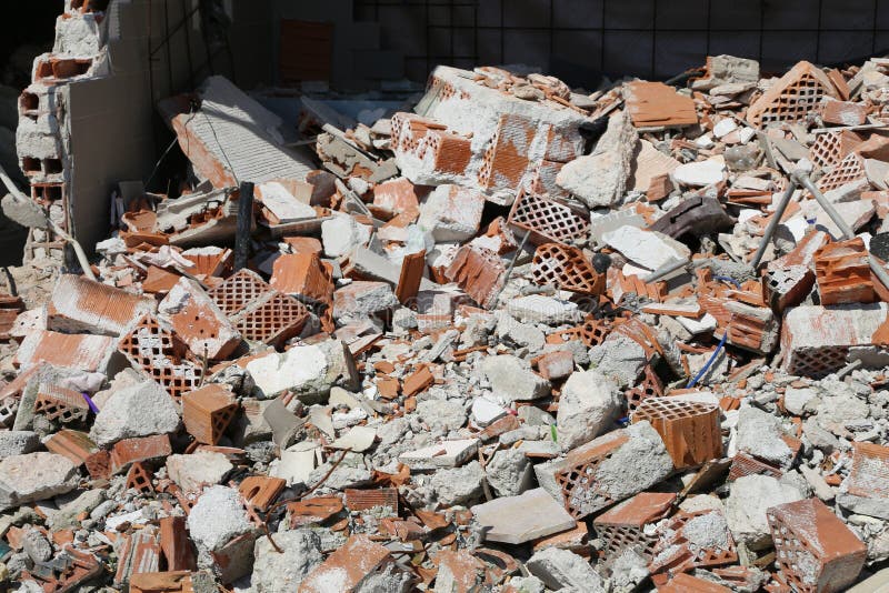 Bricks of a Completely Destroyed Wall of a House Stock Image - Image of ...