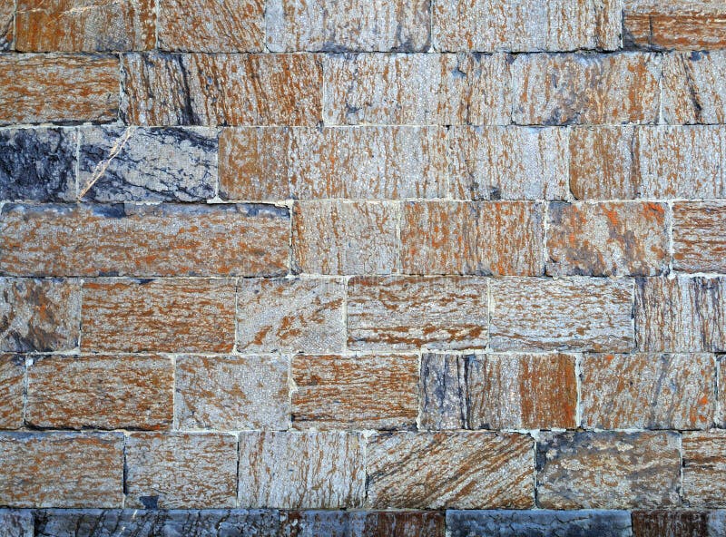 Bricks of Concrete Blocks Textured Orange and Blue Gray Stones Wall ...