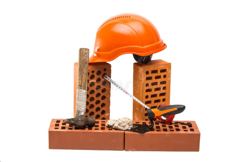 Bricks with Construction Accessories Stock Photo - Image of ...