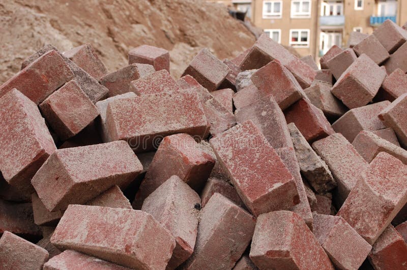 Bricks at a Construction Site Stock Photo - Image of brown, close: 12943928