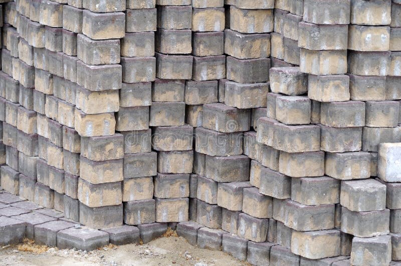 Bricks on Construction Site Stock Photo - Image of concrete, pattern ...