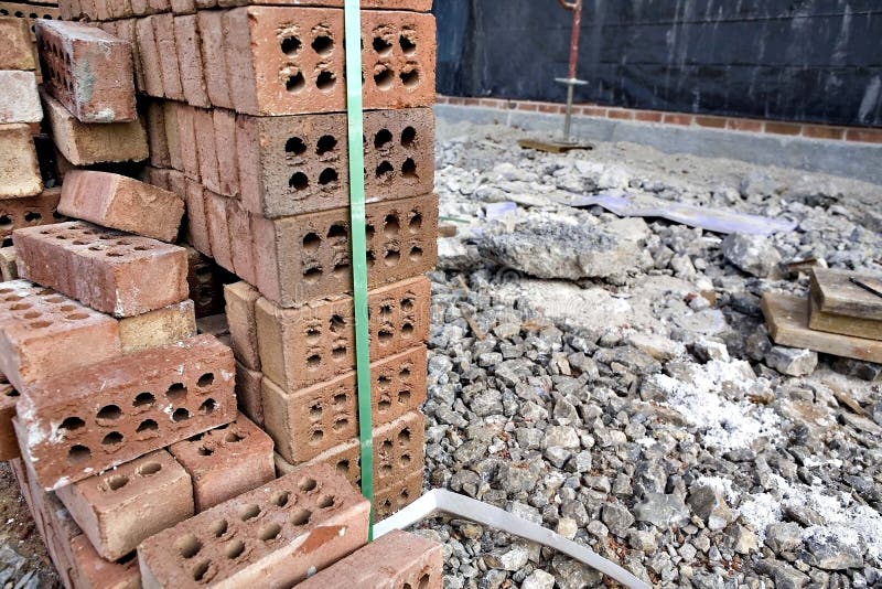 Bricks at Construction Site Stock Image - Image of build, site: 39646807