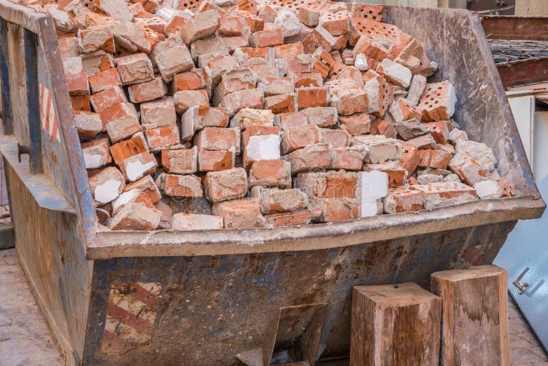 Building Rubble on a Construction Site. Mortar Trough Stock Photo ...