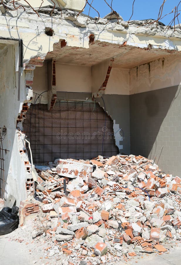 Bricks of a Destroyed Wall of the Inagible House Stock Image - Image of ...