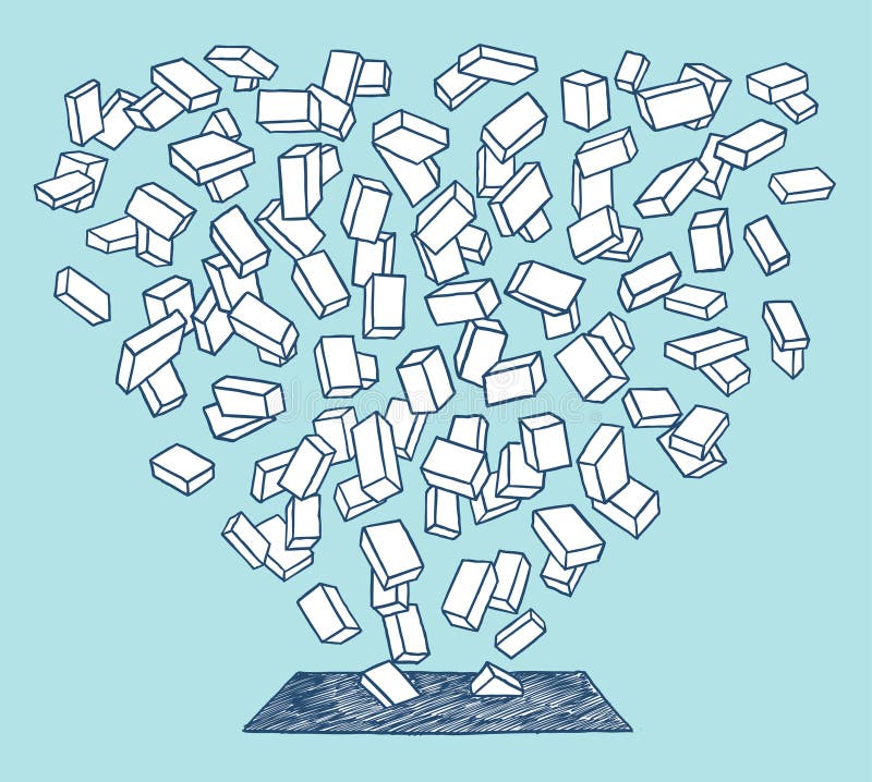 Bricks downfall stock vector. Illustration of corporate - 12161577