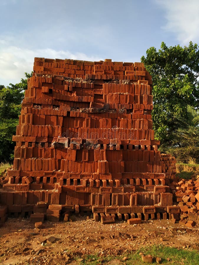 Bricks Field in India Site of a Small River the Bricks Stock Image ...