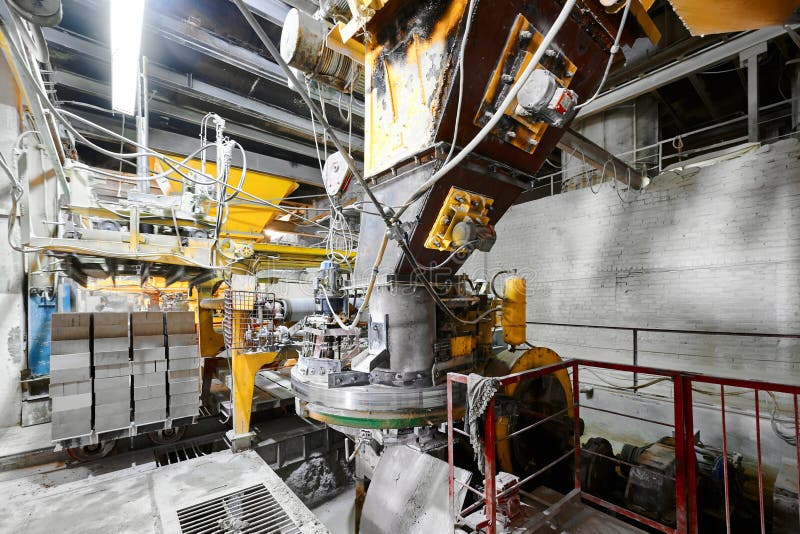 Bricks Forming Press at Factory for Silica Production Stock Photo ...