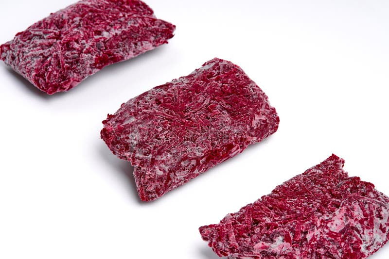 Bricks of Frozen Grated Beets. Procurement of Frozen Food Stock Image ...