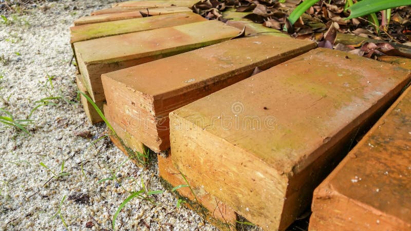 Bricks in garden stock image. Image of orange, tree, plant - 48852731