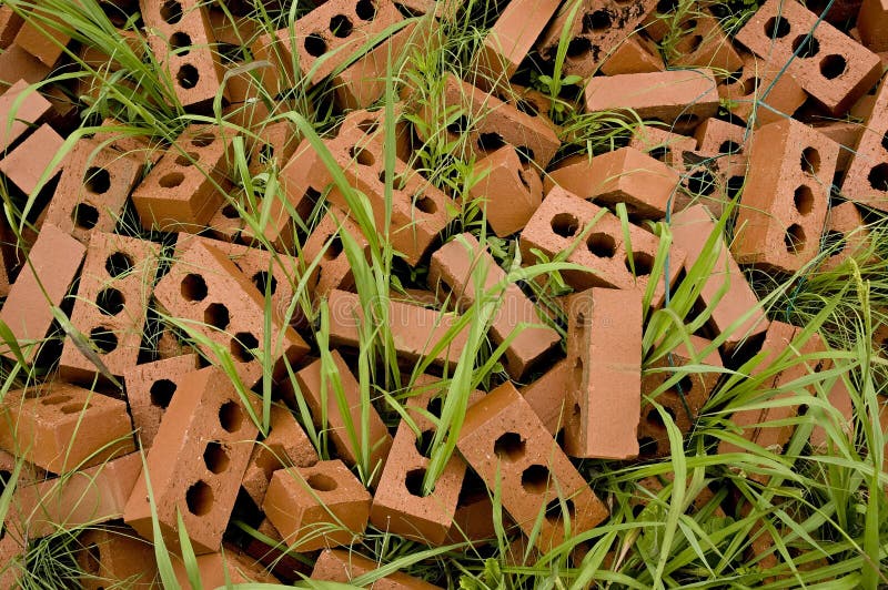 Bricks in grass stock photo. Image of front, material - 22750462
