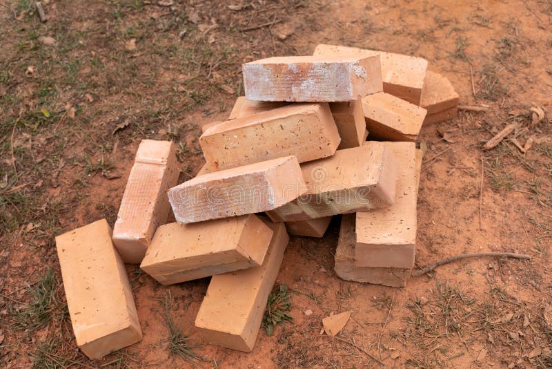Bricks on the ground stock image. Image of cement, materials - 165097353