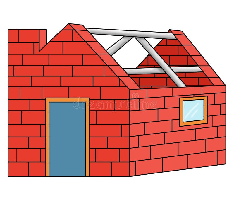 Three Little Pigs Fairy Tale Brick House Stock Vector - Illustration of ...