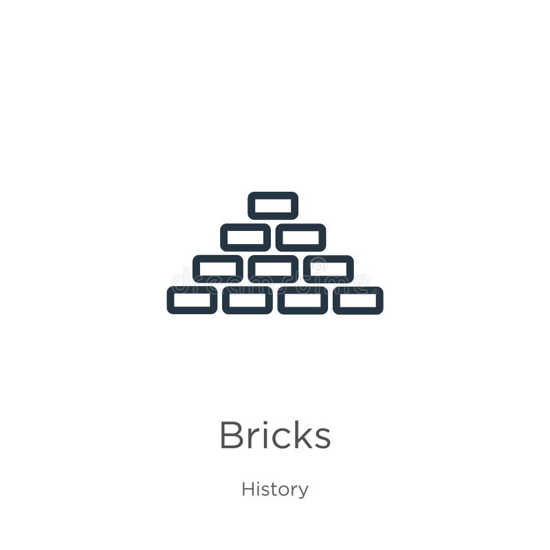 Bricks Icon. Thin Linear Bricks Outline Icon Isolated on White ...
