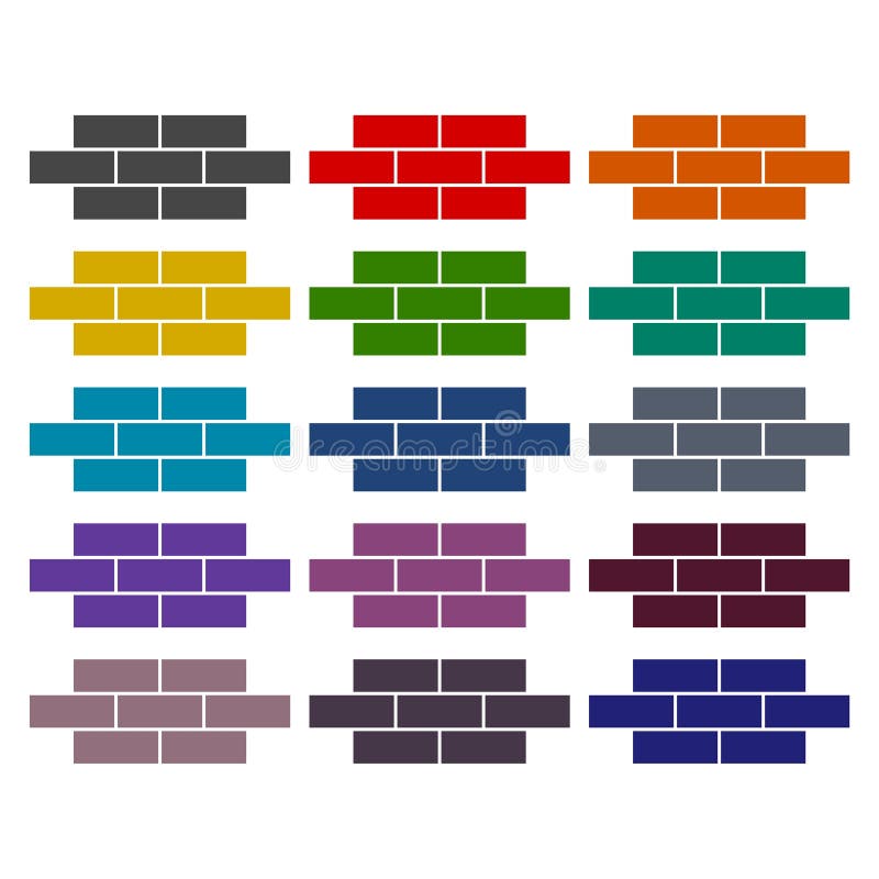Bricks icons set stock illustration. Illustration of concrete - 101499330