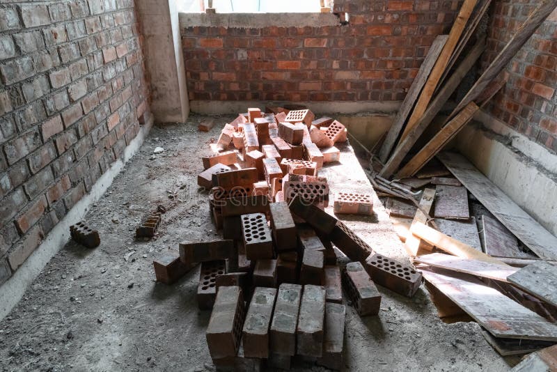 Bricks Inside Unfinished Building Stock Image - Image of unfinished ...