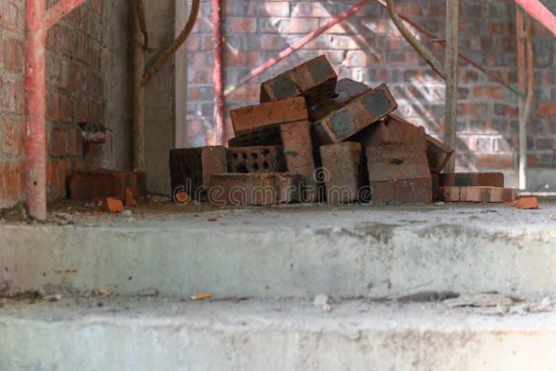 Bricks Inside Unfinished Building Stock Photo - Image of architectural ...