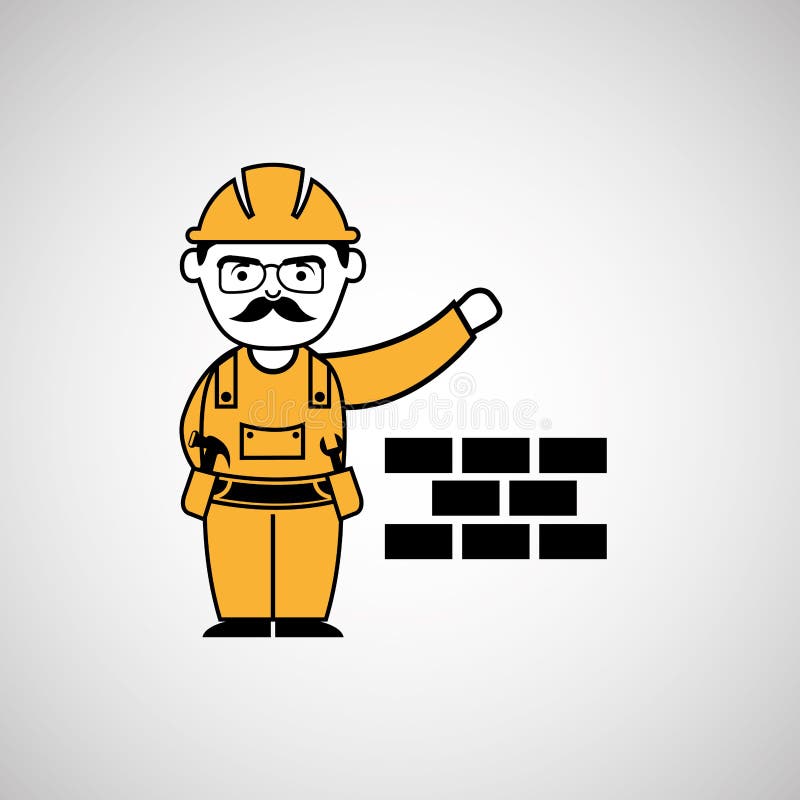 Bricks Man Worker Construction Design Icon Stock Illustration ...
