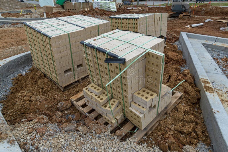 Bricks and Other Construction Materials at Commercial Building Site ...