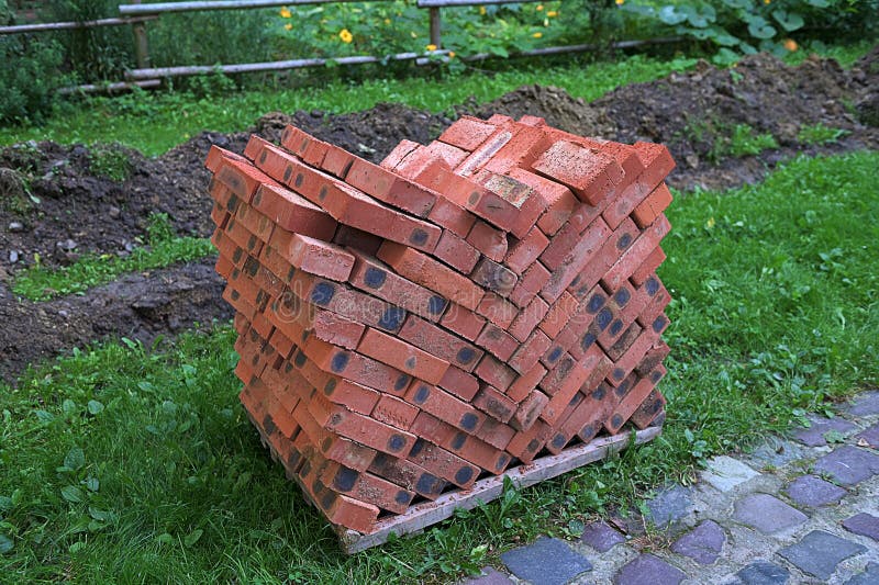 Bricks Packed on Pallets stock image. Image of rough - 360115419