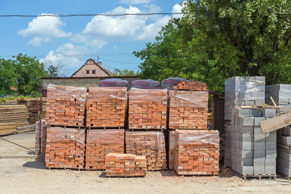 Bricks at Pallet Storage stock photo. Image of industrial - 206497584