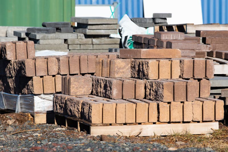 Bricks on Pallets Building Brickwork Material Stock Photo - Image of ...