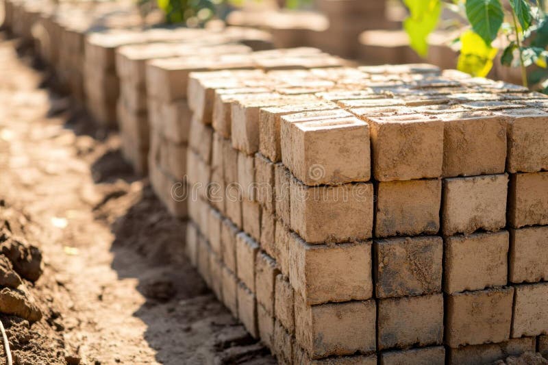 Bricks Ready for Construction Stacked on Ground with Building Potential ...