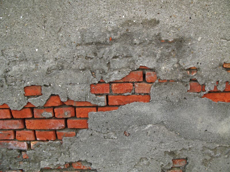 Bricks Revealing Off a Cement Wall Stock Image - Image of design ...