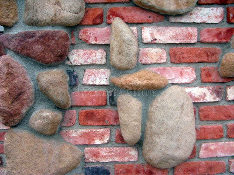 Bricks and Rocks Wall stock photo. Image of rows, stones - 6213838