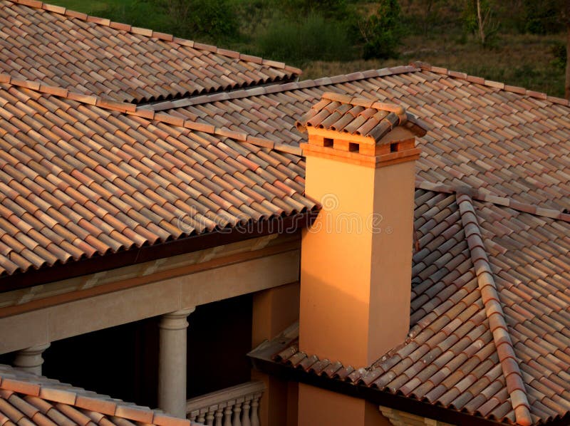 Bricks and Roof Pattern, Italian Style Roof Design Stock Photo - Image ...