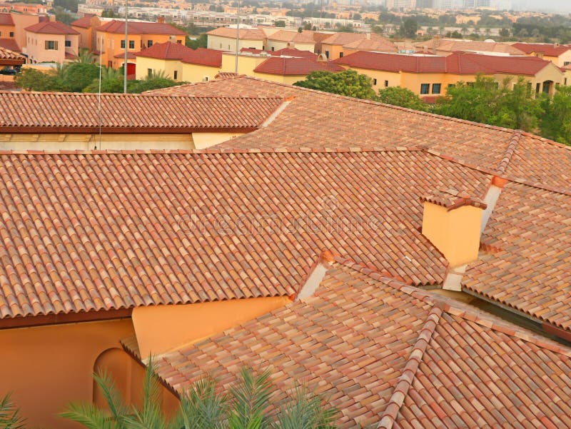 Bricks and Roof Pattern, Italian Style Roof Design Stock Photo - Image ...