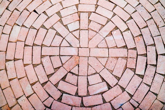 Bricks Round Layout Pattern Texture Background. Bricks Circular Floor ...