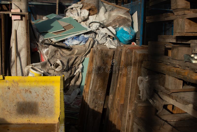 Bricks and Rubbish after Demolition with Rotten and Rusty Metals Stock ...