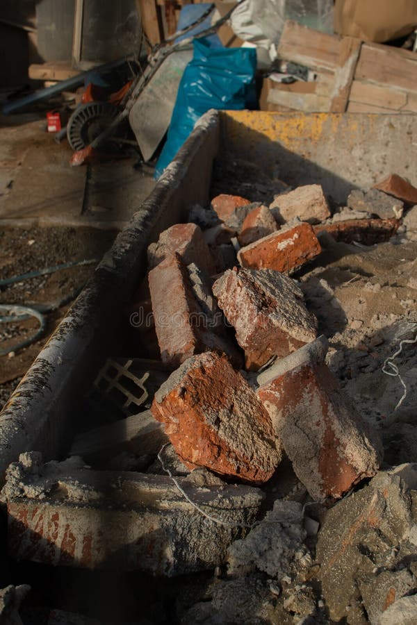 Bricks and Rubbish after Demolition with Rotten and Rusty Metals Stock ...