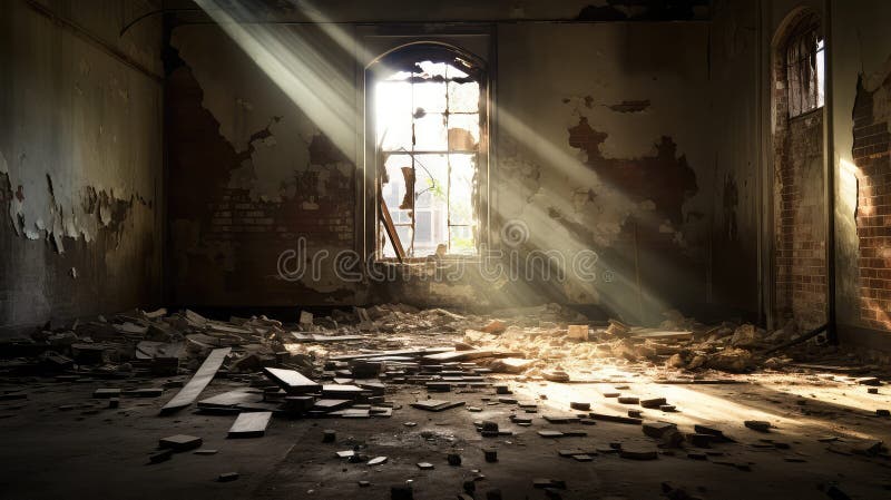 Bricks smashed wall stock illustration. Illustration of abandoned ...